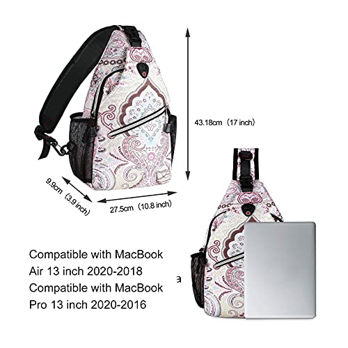 MOSISO 13 inch Sling Backpack, Multipurpose Hiking Daypack Outdoor Rope Crossbody Chest One Shoulder Bag, National Style