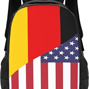 German USA Friendship Flag Casual Backpack School Bag Laptop Travel Backpack for Men Women