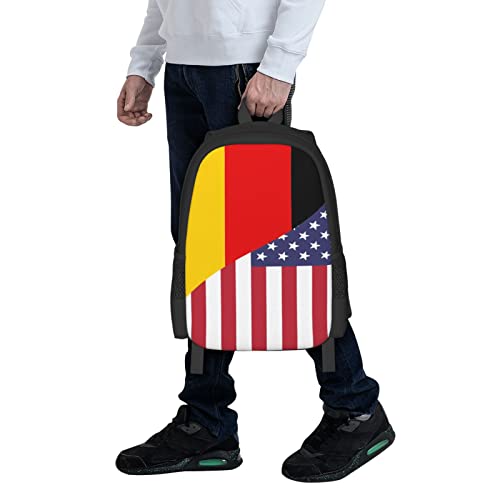 German USA Friendship Flag Casual Backpack School Bag Laptop Travel Backpack for Men Women