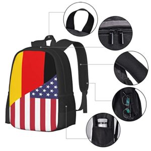 German USA Friendship Flag Casual Backpack School Bag Laptop Travel Backpack for Men Women