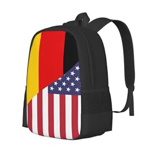 German USA Friendship Flag Casual Backpack School Bag Laptop Travel Backpack for Men Women