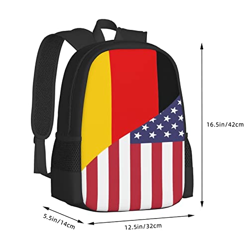 German USA Friendship Flag Casual Backpack School Bag Laptop Travel Backpack for Men Women