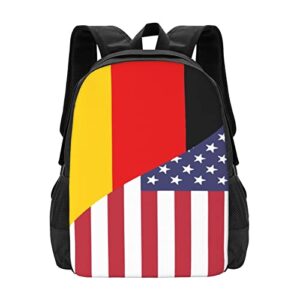 German USA Friendship Flag Casual Backpack School Bag Laptop Travel Backpack for Men Women