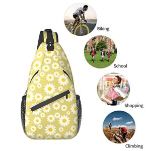 Flower Daisy Sunflower Crossbody Backpack Sling Bag Lightweight Shoulder Bags for Women Men Gifts Travel Sport Walking Biking Cycling Daypack