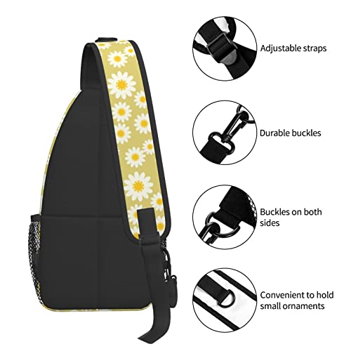 Flower Daisy Sunflower Crossbody Backpack Sling Bag Lightweight Shoulder Bags for Women Men Gifts Travel Sport Walking Biking Cycling Daypack