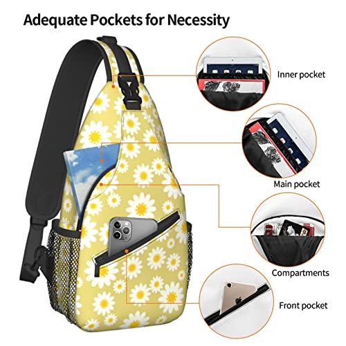 Flower Daisy Sunflower Crossbody Backpack Sling Bag Lightweight Shoulder Bags for Women Men Gifts Travel Sport Walking Biking Cycling Daypack