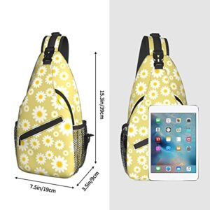 Flower Daisy Sunflower Crossbody Backpack Sling Bag Lightweight Shoulder Bags for Women Men Gifts Travel Sport Walking Biking Cycling Daypack