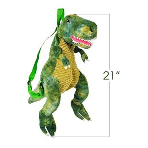 ArtCreativity Plush T-Rex Backpack for Kids, 1PC, Dinosaur Bag for Kids with Adjustable Straps and Zipper, Cool Dinosaur Costume Accessories for Boys and Girls, Dinosaur Gifts for Boys and Girls