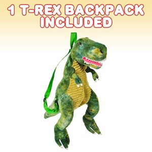 ArtCreativity Plush T-Rex Backpack for Kids, 1PC, Dinosaur Bag for Kids with Adjustable Straps and Zipper, Cool Dinosaur Costume Accessories for Boys and Girls, Dinosaur Gifts for Boys and Girls