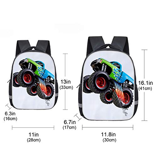 Cool School Backpack Cartoon Monster Truck School Book Backpack for Teens Boys Girls, Transportation Lorry Carry Bag Durable Laptop Computer Bag for Day Trips Mountain Sports (Large)