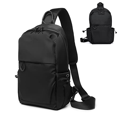 Gooday Small Sling Shoulder Bag Travel Crossbody Backpack for Men, Nylon Waterproof Lightweight Chest Bag