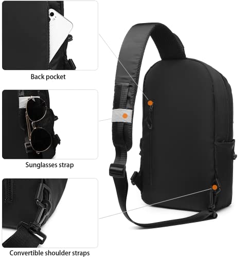 Gooday Small Sling Shoulder Bag Travel Crossbody Backpack for Men, Nylon Waterproof Lightweight Chest Bag