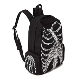 TENDYCOCO Ribcage Skeleton Print Backpacks Halloween Party Favor Bag Canvas Students Shoulder Bag