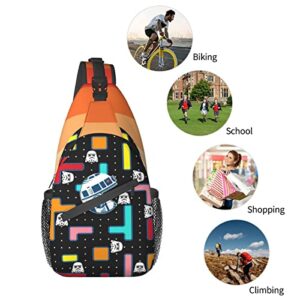 Star Gaming Block Chest Sling Bag Crossbody Backpack Travel Hiking Casual Daypack For Women Men