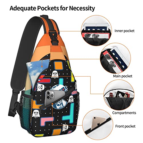 Star Gaming Block Chest Sling Bag Crossbody Backpack Travel Hiking Casual Daypack For Women Men