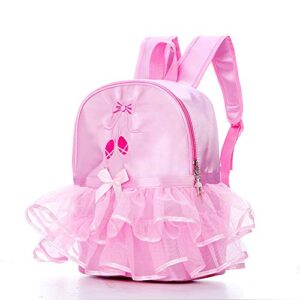 ORIDOOR Little Girl's Cute Ballet Dance Duffel Bags Tutu Dress Dance Backpack with Pink Lace for Ballerina B3 Pink Shoes