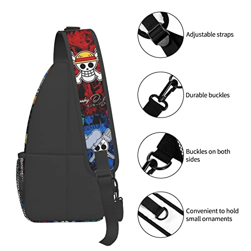 HAIROURI Japanese Anime Crossbody Sling Backpack Shoulder Bag For Women Men Boys Girls Skull Chest Sling Bag Multipurpose Crossbody Shoulder Bag Travel Hiking Daypack-A1