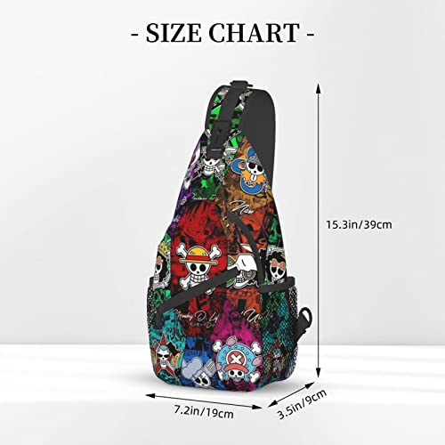 HAIROURI Japanese Anime Crossbody Sling Backpack Shoulder Bag For Women Men Boys Girls Skull Chest Sling Bag Multipurpose Crossbody Shoulder Bag Travel Hiking Daypack-A1