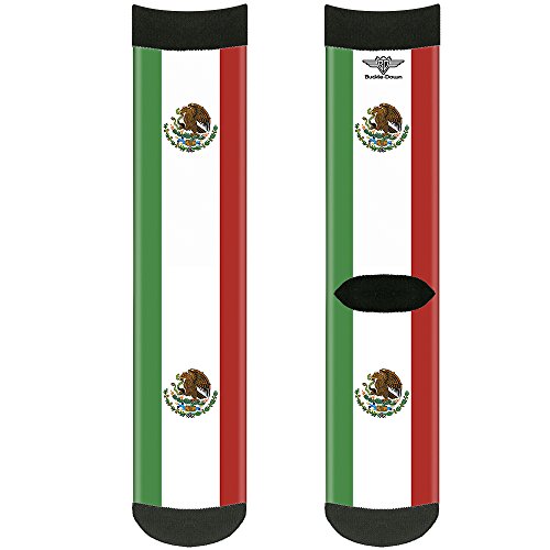 Buckle-Down Unisex-Adult's Socks Mexico Flags Crew, Multicolor