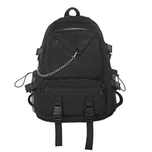 gai techwear backpack japanese streetwear vintage alt emo backpack college school laptop bag cool hip hop goth punk rucksack (one size, d)