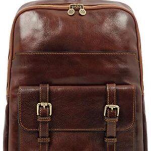 Time Resistance Leather Backpack Vintage Rucksack Purse for Laptop up to 15in Brown Book Bag