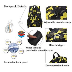 VIDOSCLA Camo Backpacks for Elementary,Primary Students Schoolbag,Boys Casual Daypack for Kids