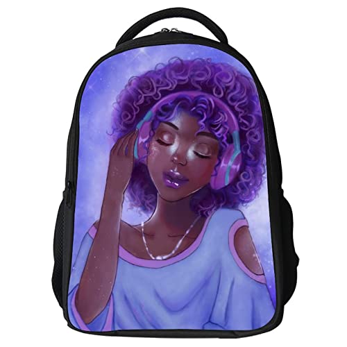 SARA NELL Kids School Bag Black Girl African American Girl Love Music Boys Girls Backpack Bookbag For Elementary Students