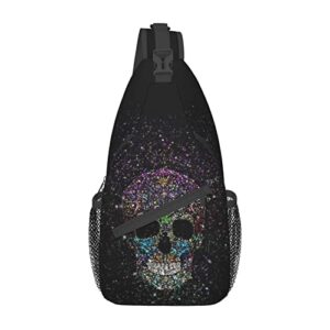 fbcal skull and rose chest bags crossbody sling backpack travel hiking daypack for women men shoulder bag