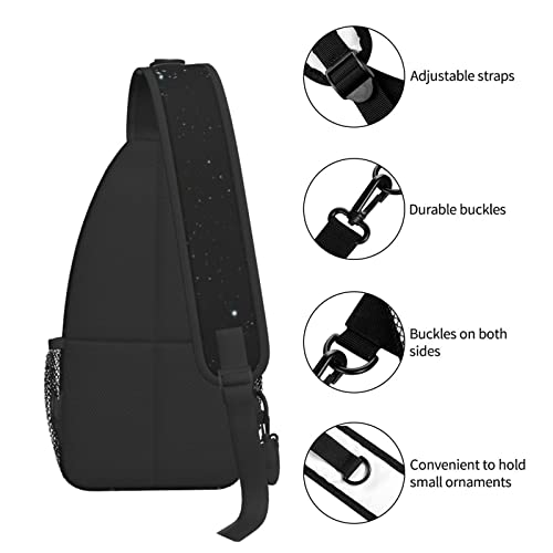 THEEND Lightweight Sling Black Glitter Backpack Sling Bag Travel Hiking Small Backpack For Women Men Kids Gifts, One Size