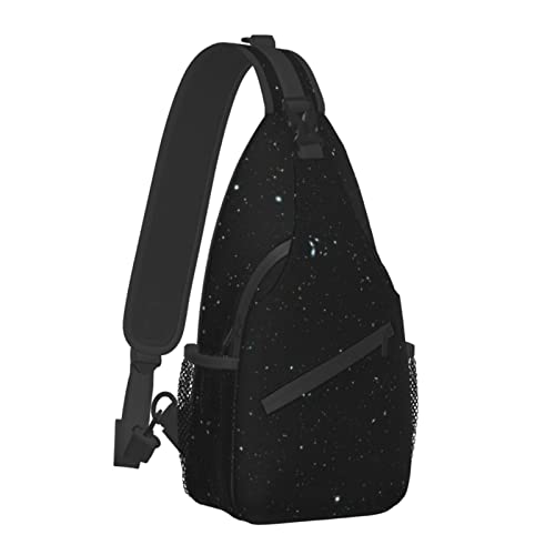 THEEND Lightweight Sling Black Glitter Backpack Sling Bag Travel Hiking Small Backpack For Women Men Kids Gifts, One Size