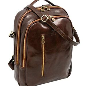 Time Resistance Leather Backpack Travel Bag Carry On Rucksack Brown Book Bag