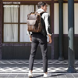 TIDING Full Grain Leather Backpack 15.6 Inch Laptop Bag Retro School Travel Office Daypack for Men