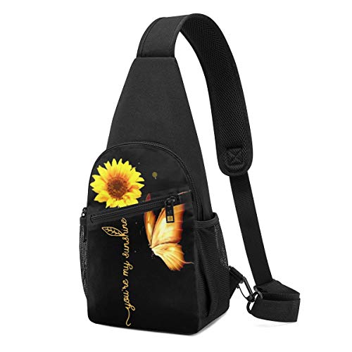 NEPower Sling Bag Butterfly Sunshine Sunflower Sling Backpack Crossbody Daypack Casual Backpack Chest Bag Rucksack for Women Men