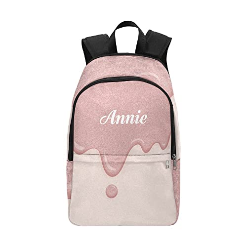 SunFancy Rose Pink Glitter Flow Drop Personalized Casual Backpack Unisex Travel Daypack for Teen Adult Boys Girls