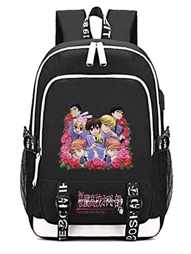 TIMMOR MAGIC Anime Ouran High School Host Club Backpack with USB Charging Port, Schoolbags Bookbags.(Black3)