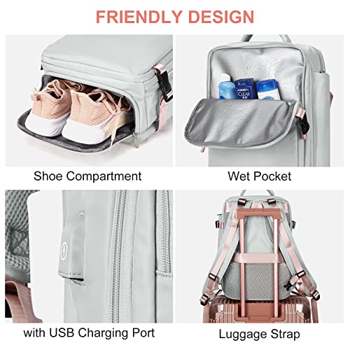 Laptop Backpack for Women, Travel Backpack with with Shoes Compartment & Wet Pocket, School Backpack fit 15.6 Inch Laptop