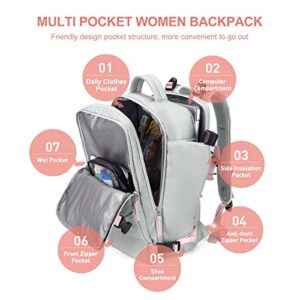 Laptop Backpack for Women, Travel Backpack with with Shoes Compartment & Wet Pocket, School Backpack fit 15.6 Inch Laptop