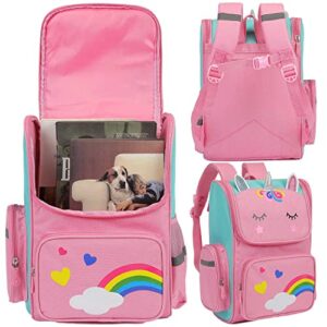 Travel Backpack for Kids Toddler Backpack School Unicorn Backpack for Girls Backpack Elementary School Bag Kids Backpacks for Girls Hiking Pink Backpack Cute Bookbag for Girls