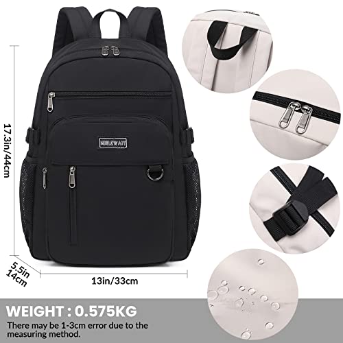 MIRLEWAIY The Young People's Choice Casual Daypack College Backpack Lightweight School Bookbag Black Backpack Work Bag For Teenagers Men Women, Black