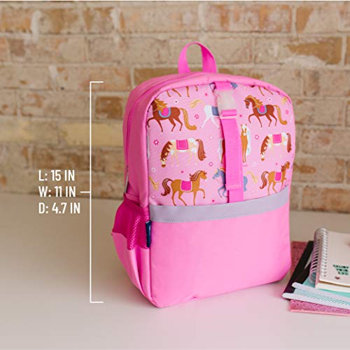 Wildkin Pack-it-All Kids Backpack for Boys & Girls, Ideal Size for School & Travel Backpack for Kids, Features Front Strap, Interior Sleeve, Back Support & Side Pocket (Horses)