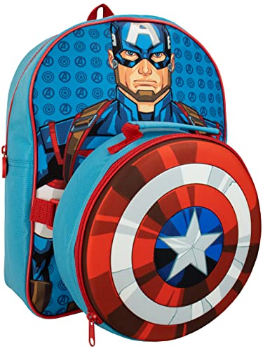 Marvel Kids Backpack and Lunchbag Set Avengers Captain America Blue