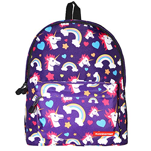 Chiclinco Kids Rainbow Unicorn Backpack Back to School Back Pack for Little Girls Age 5-12 Years Old (Purple)