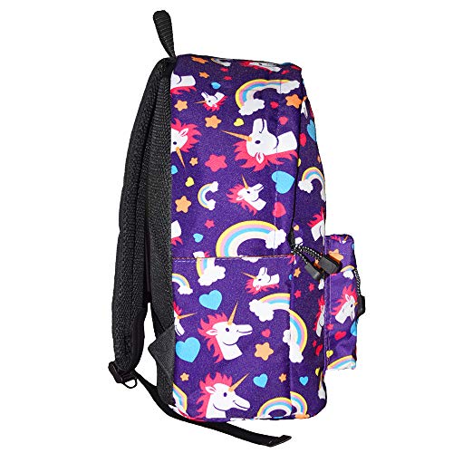 Chiclinco Kids Rainbow Unicorn Backpack Back to School Back Pack for Little Girls Age 5-12 Years Old (Purple)