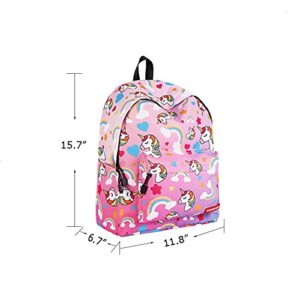 Chiclinco Kids Rainbow Unicorn Backpack Back to School Back Pack for Little Girls Age 5-12 Years Old (Purple)