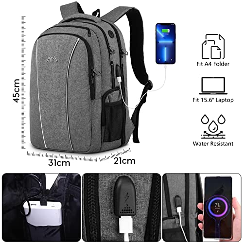 YAMTION Backpack for School College Work Business Office,Slim Bookbag Computer Tech Backpack with USB for Men Women Teen Boys Girls,Travel TSA Approved