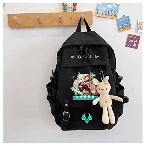 Genshin Impact Qiqi Backpack for Men Women Casual Daypack Travel Backpack With Cute Doll of Bunny