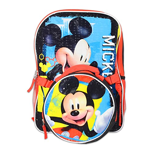 DISNEY CLASSICS Mickey Mouse Backpack For Boys, Girls, Kids-6 Pc Bundle With 16 inchBackpack, Lunch Box, Stickers, And More (Mickey School Supplies) box supplies,