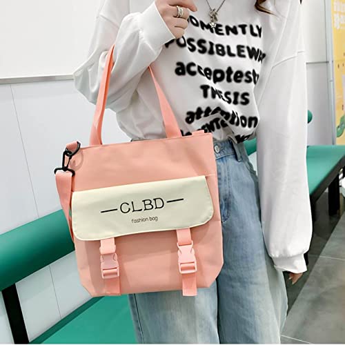 AONUOWE Kawaii Backpack Combo Set with Bear Pendant Shoulder Bag Pencil Case Teenager College Student Schoolbag Aesthetic Bookbag (Pink)