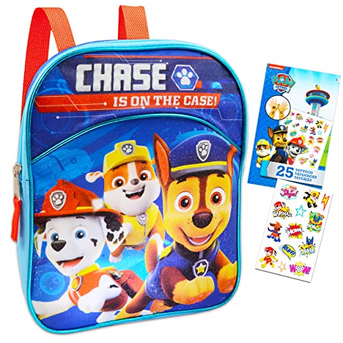 Paw Patrol Backpack for Boys Bundle ~ Premium 11" Paw Patrol Mini School Bag for Toddlers with Stickers and Tattoos (Paw Patrol School Supplies)