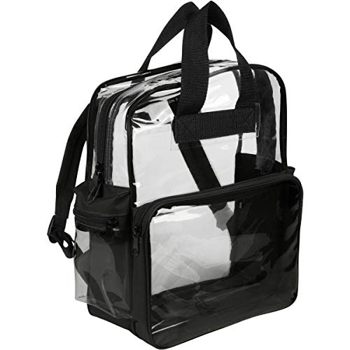 Nufazes Clear Backpack - See Through Daypack Clear Backpacks in Black